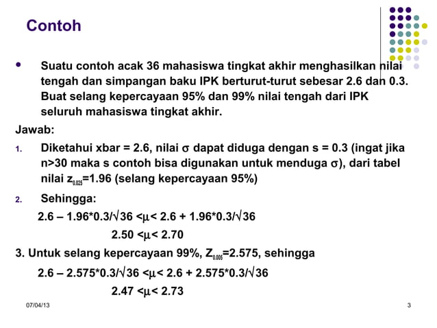 ITP UNS SEMESTER 2 Pendugaan nilai tengah | PPT
