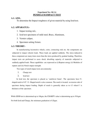 Pendulam impact test | PDF