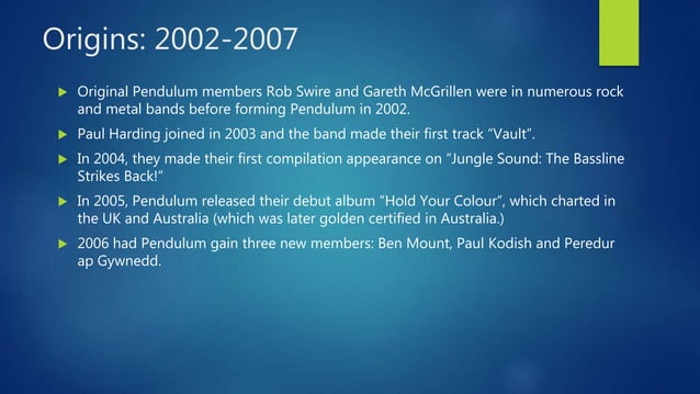 Pendulum band profile | PPT