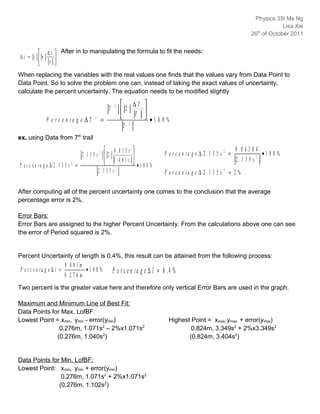 IB Phyiscs SL - Pendulum Lab | DOC