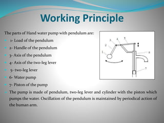Pendulum operated water pump | PPTX | Chemistry | Science
