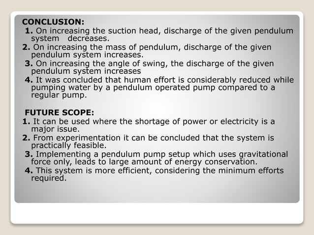 Pendulum operated water pump | PPT