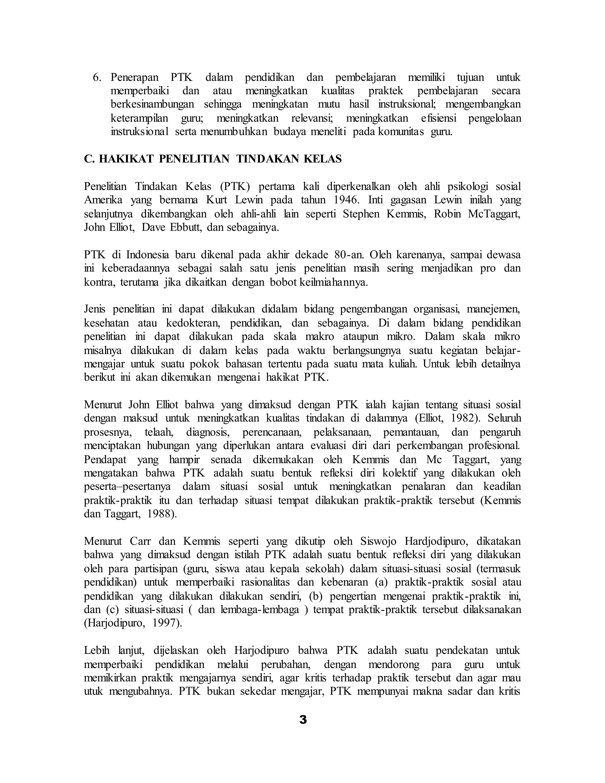 Penelitian tindakan-kelas-ptk-contoh-karya-tulis-ilmiah-kti | PDF