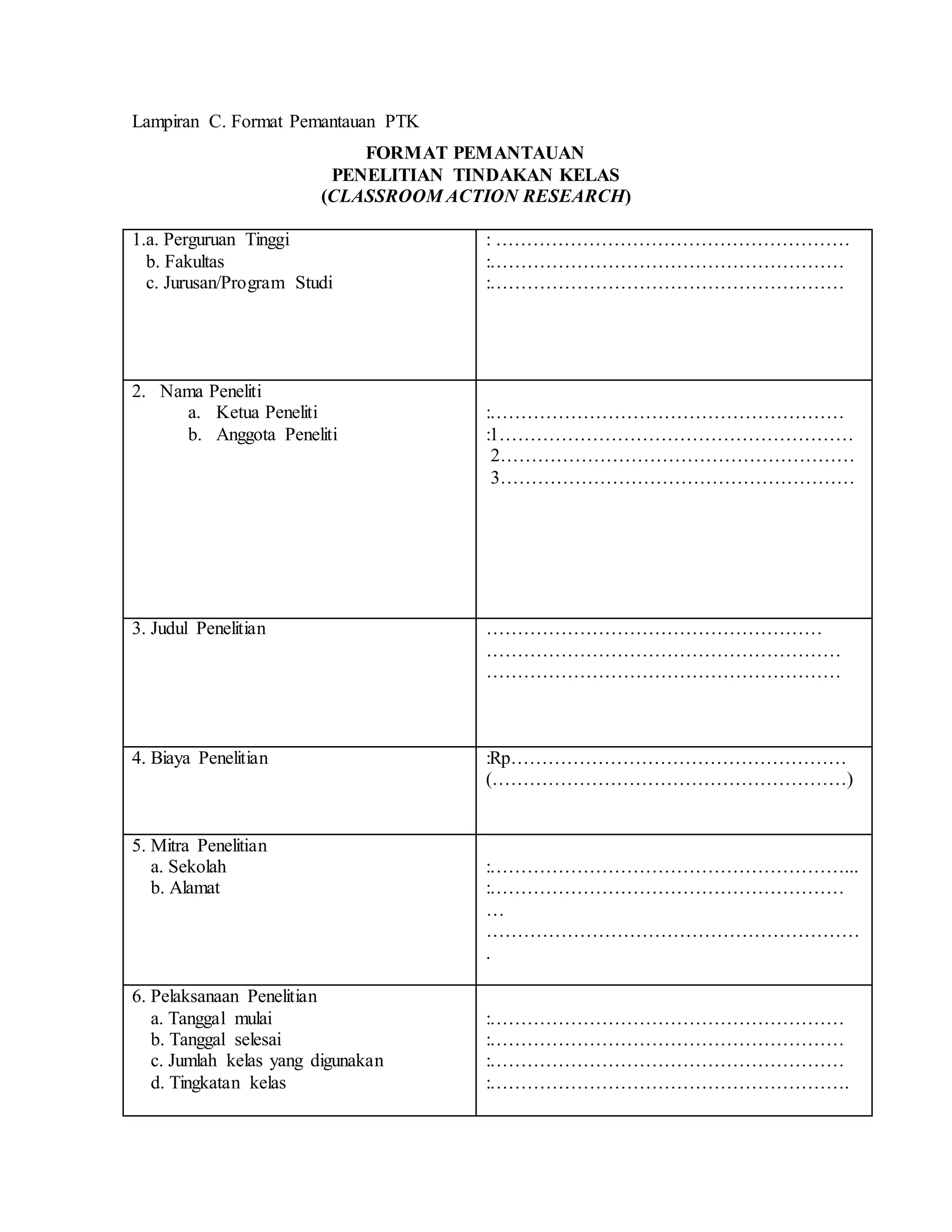 Penelitian tindakan-kelas-ptk-contoh-karya-tulis-ilmiah-kti | PDF