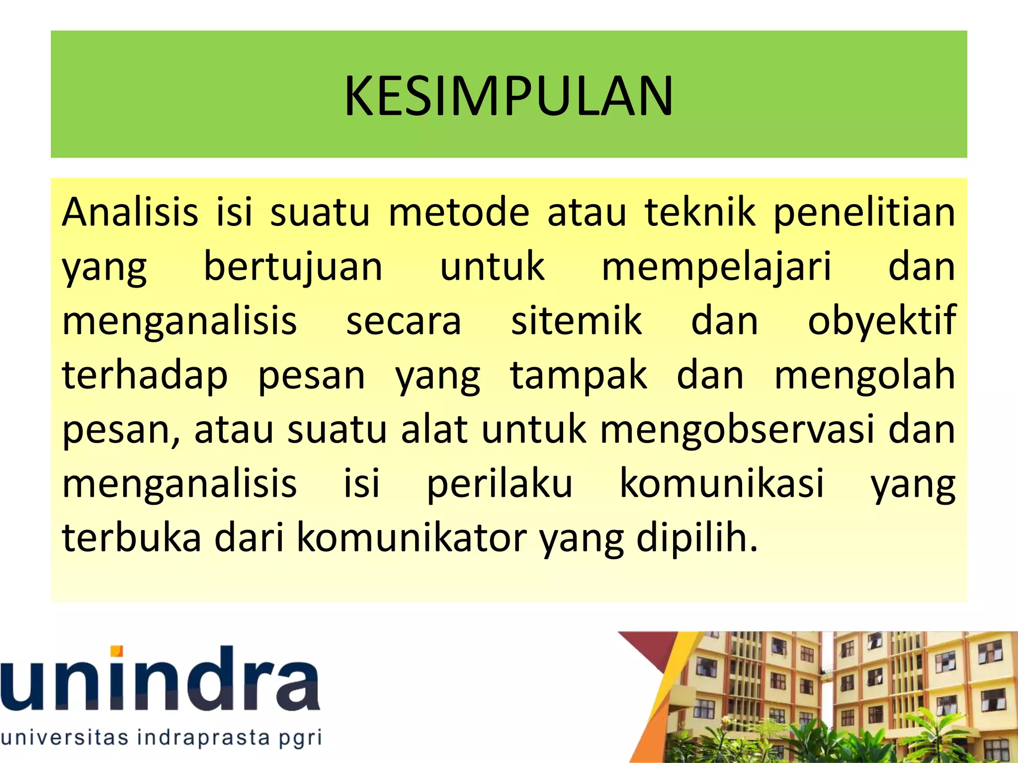 Penelitian analisis isi | PPTX