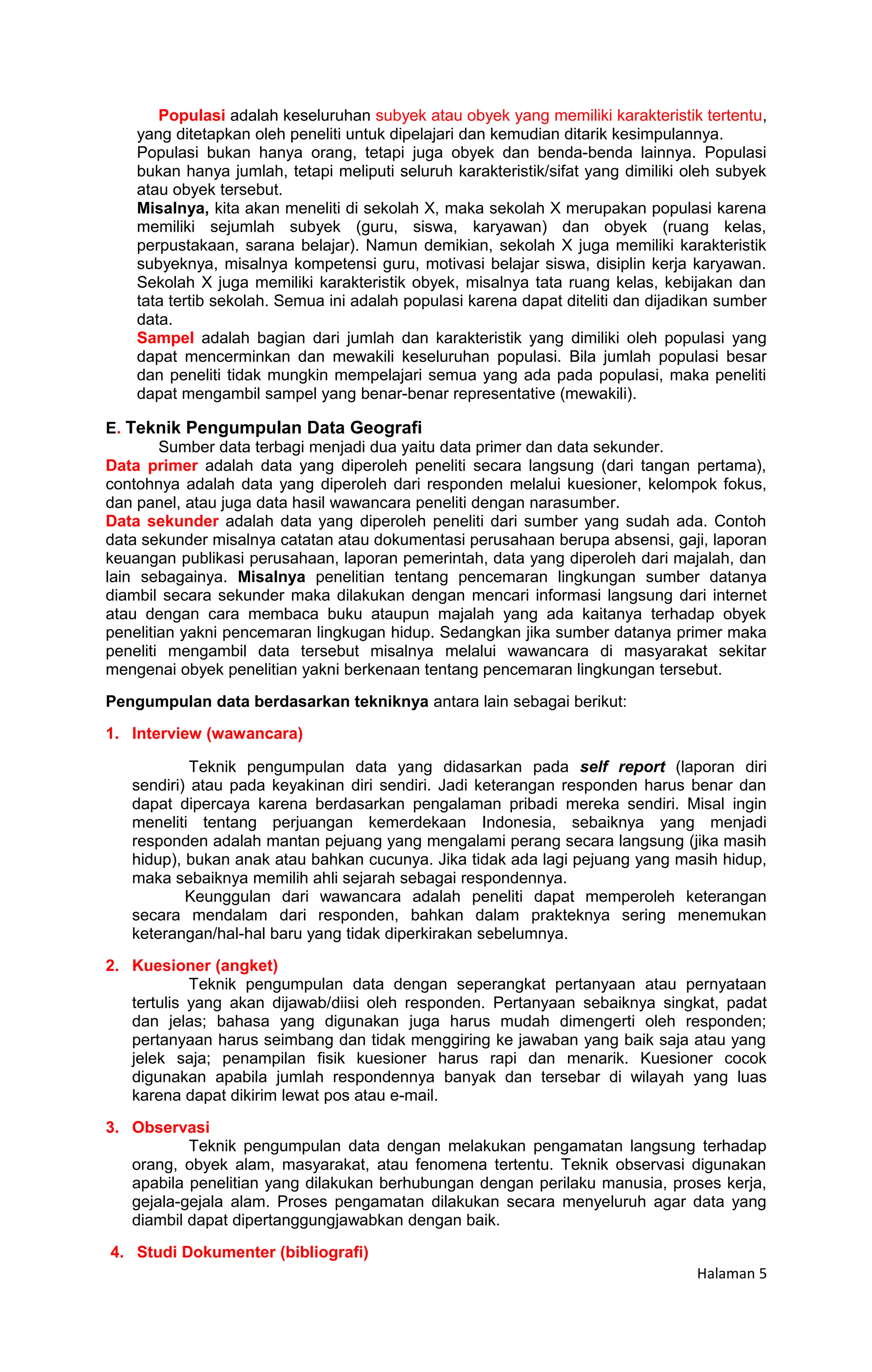 Cara Membuat Laporan Penelitian Geografi | DOC