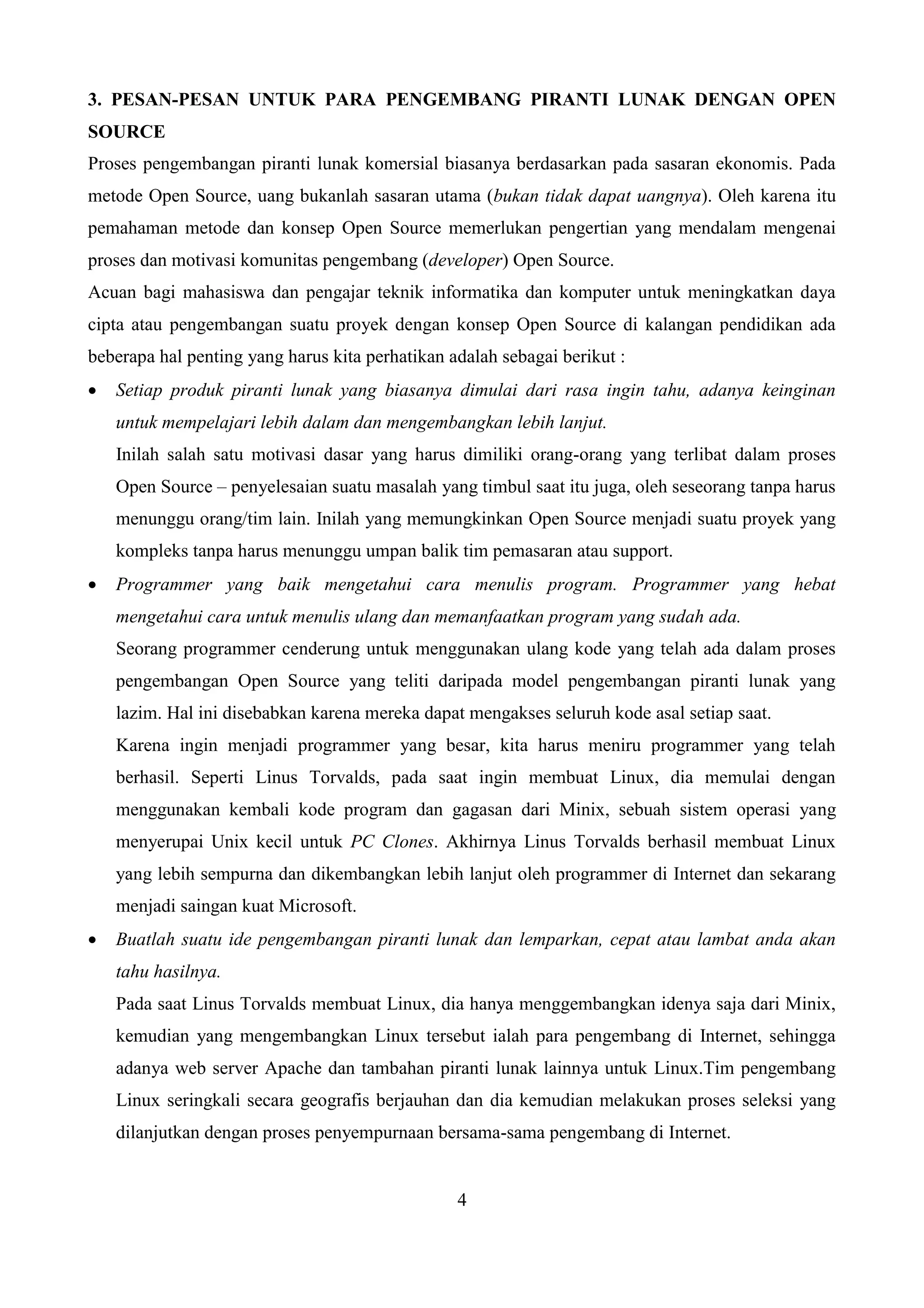 PENERAPAN KONSEP OPEN SOURCE UNTUK MENINGKATKAN DAYA CIPTA PIRANTI LUNAK DI KALANGAN MAHASISWA ...