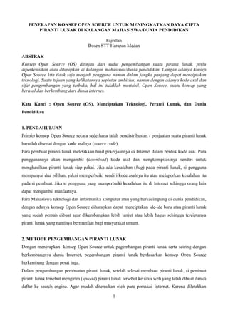 PENERAPAN KONSEP OPEN SOURCE UNTUK MENINGKATKAN DAYA CIPTA PIRANTI ...