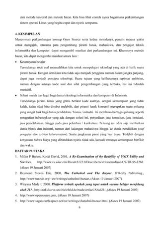 PENERAPAN KONSEP OPEN SOURCE UNTUK MENINGKATKAN DAYA CIPTA PIRANTI LUNAK DI KALANGAN MAHASISWA ...