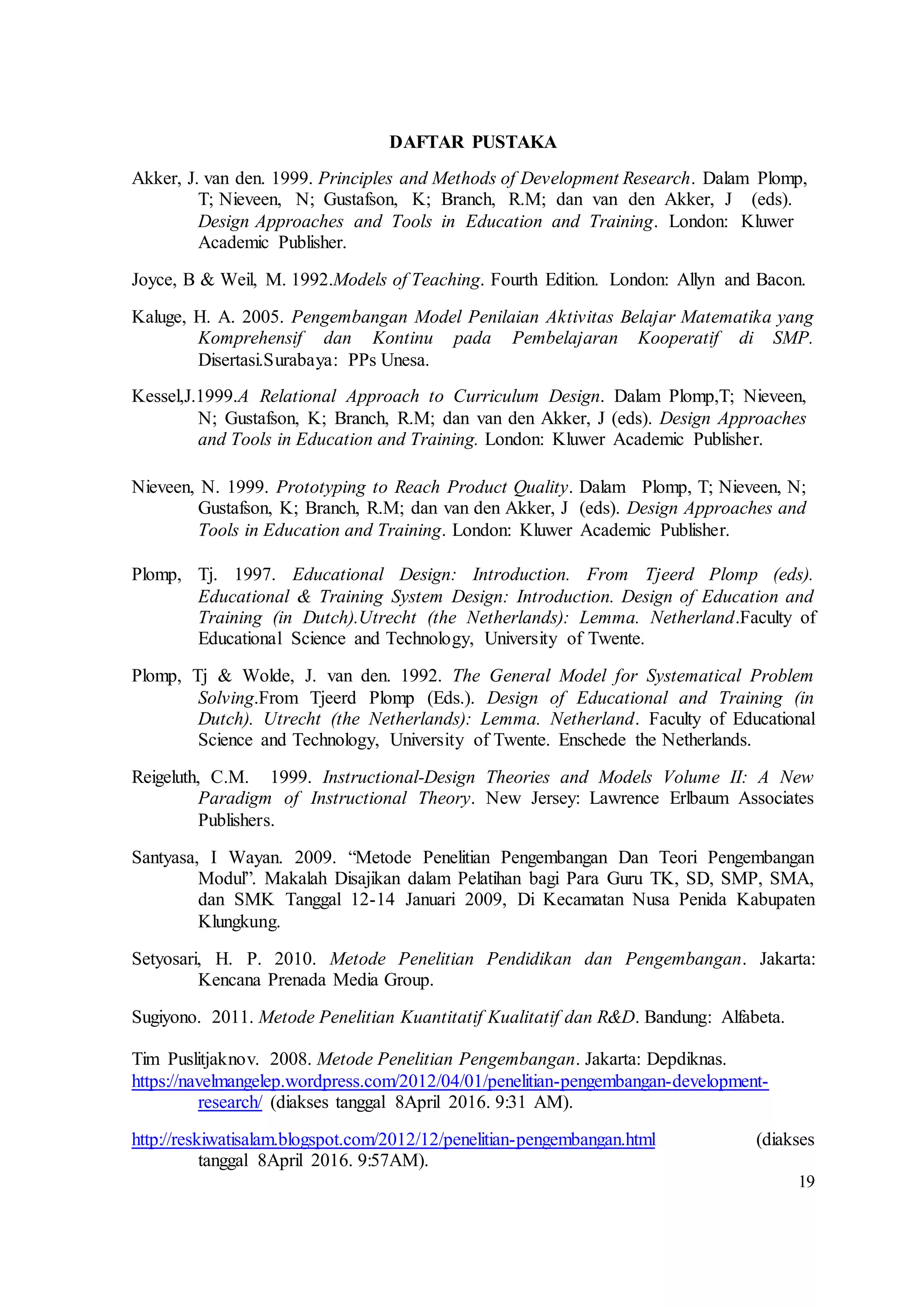 Penelitian pengembangan model plomp | DOCX