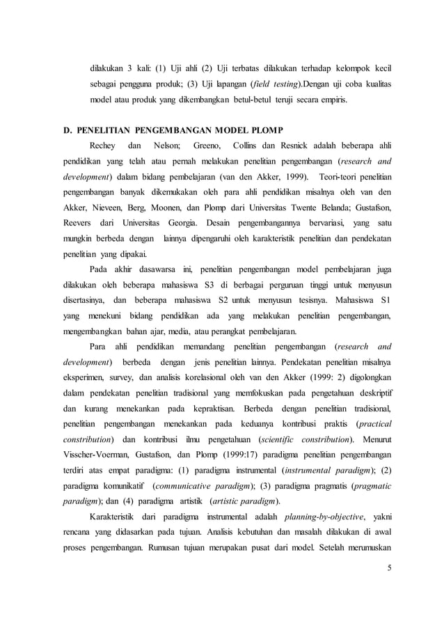 Penelitian pengembangan model plomp | DOCX