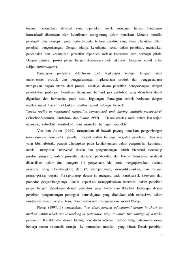 Penelitian pengembangan model plomp | DOCX