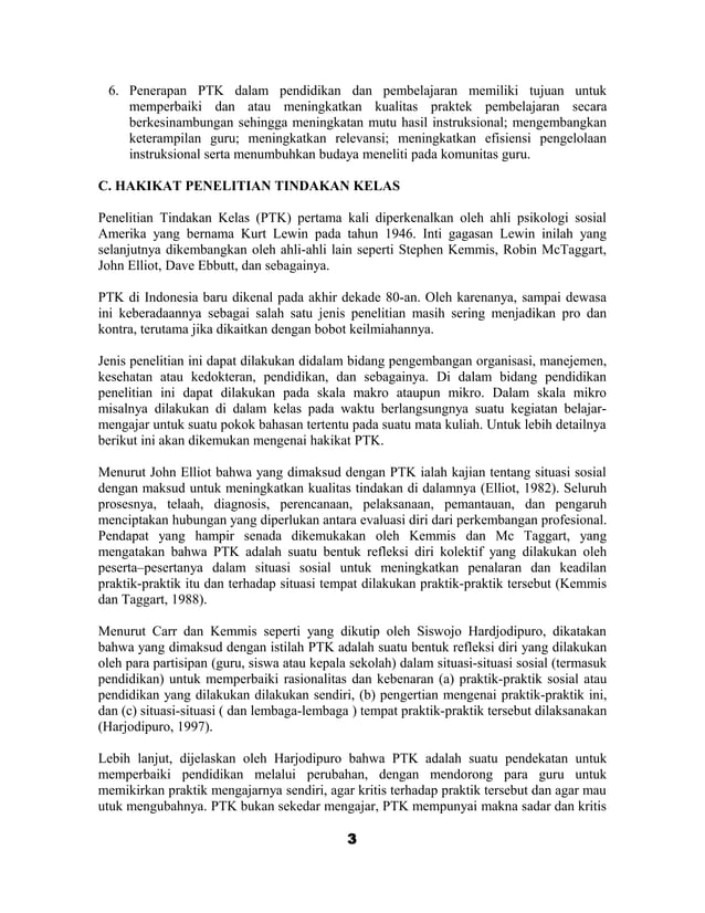 Penelitian tindakan kelas ( ptk ) & contoh karya tulis ilmiah ( kti ) | PDF