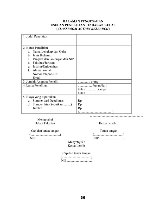 Penelitian tindakan kelas ( ptk ) & contoh karya tulis ilmiah ( kti ) | PDF