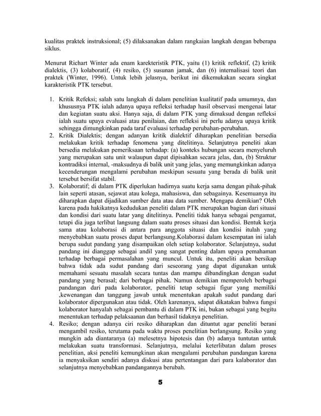 Penelitian tindakan kelas ( ptk ) & contoh karya tulis ilmiah ( kti ) | PDF