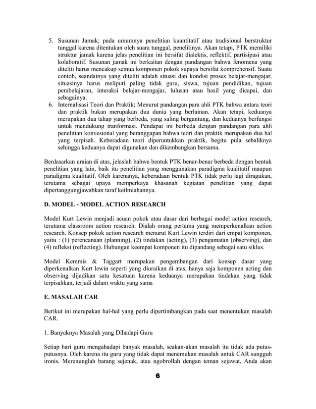Penelitian tindakan kelas ( ptk ) & contoh karya tulis ilmiah ( kti ) | PDF