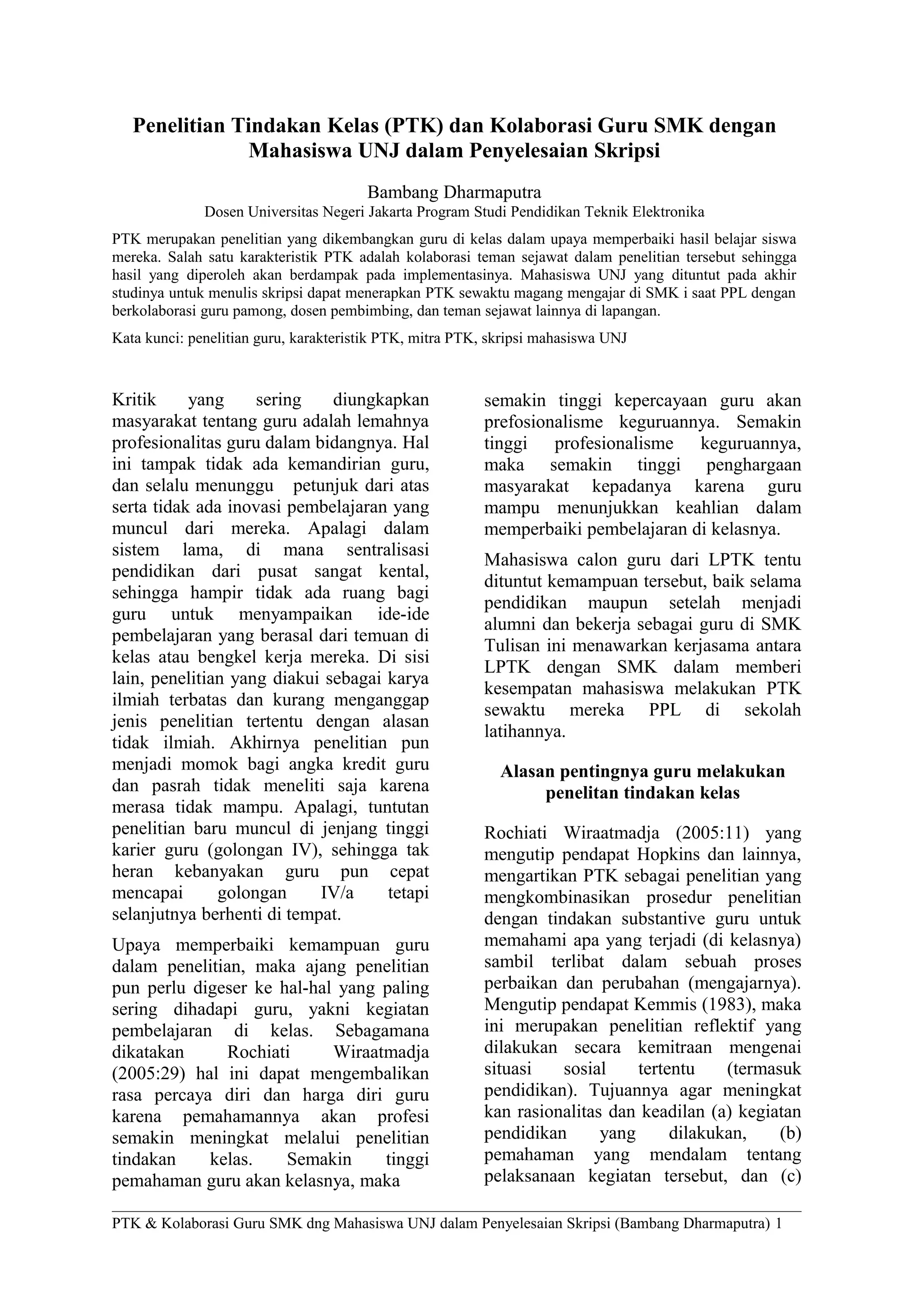 Penelitian+tindakan+kelas+(ptk)+dan+kolaborasi+guru+smk+dengan ...