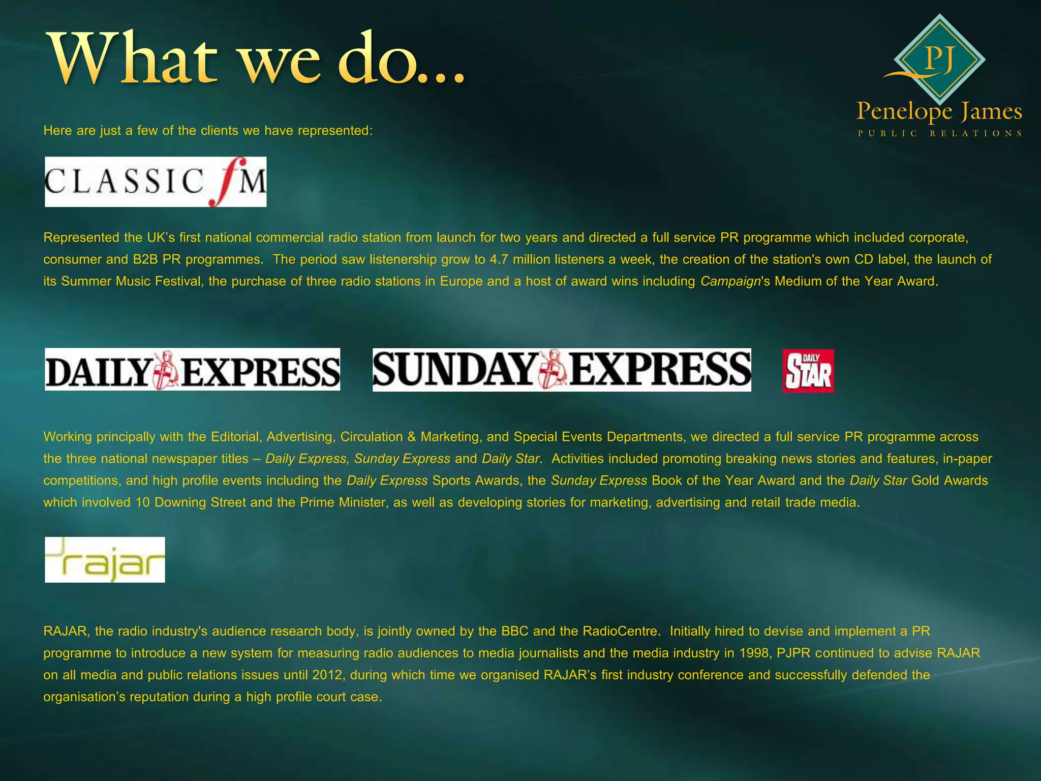 Penelope james PR - Profile | PPT