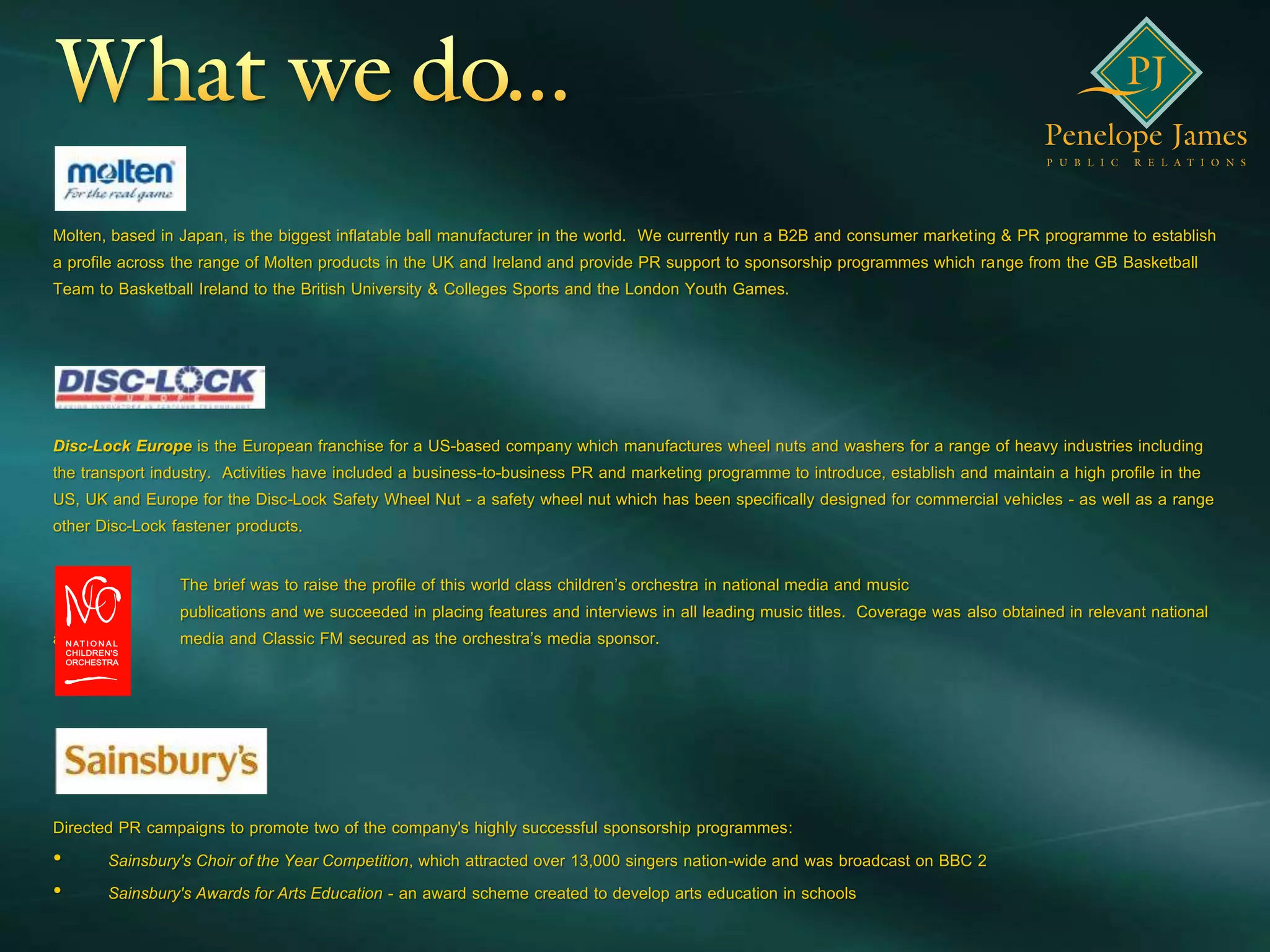 Penelope james PR - Profile | PPT