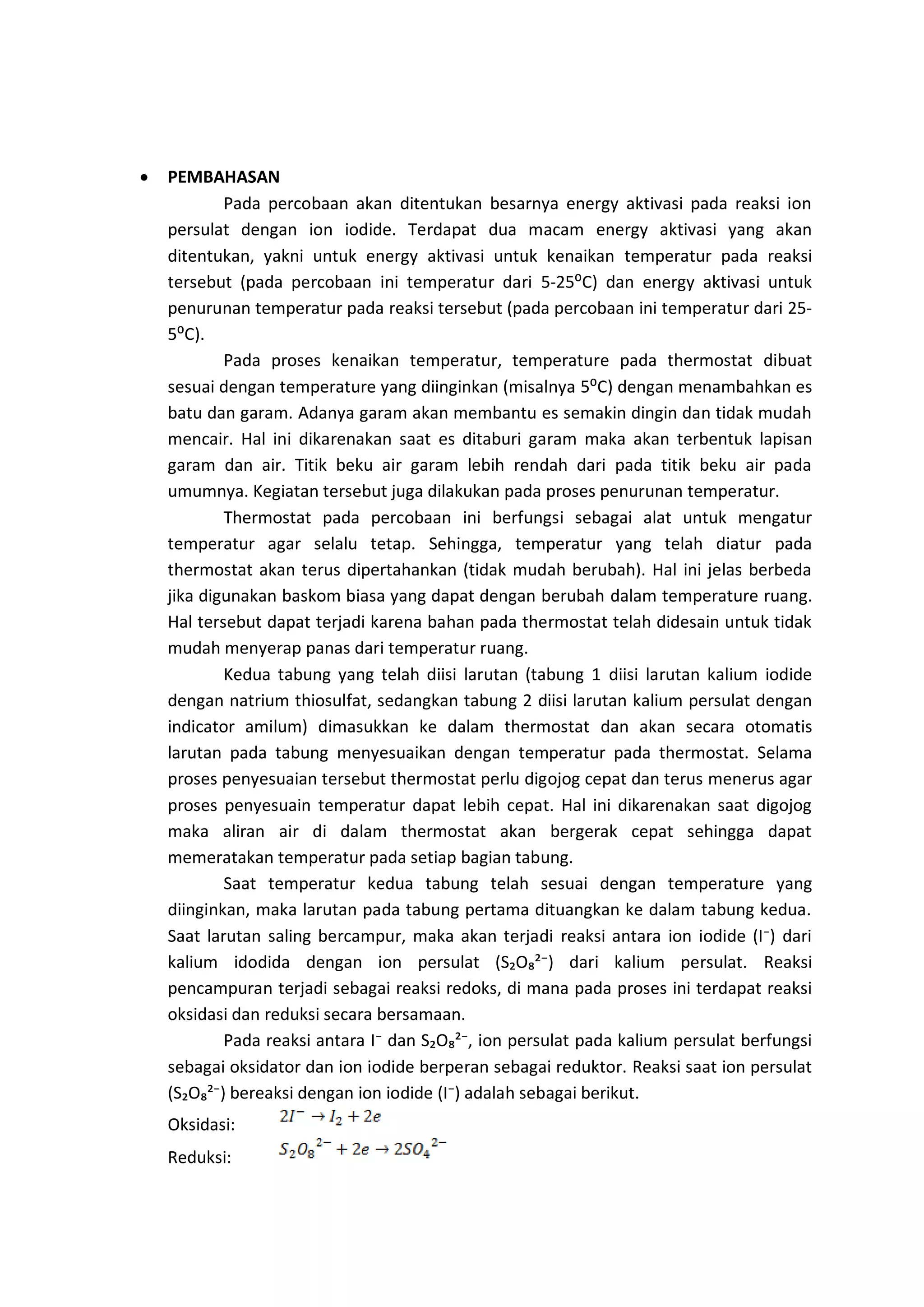 Penentuan energi aktivasi reaksi ionik | PDF