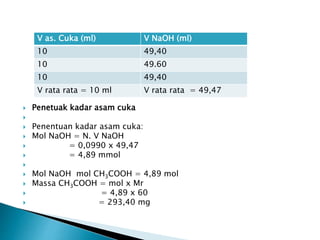 Penentuan kadar asam cuka | PPTX