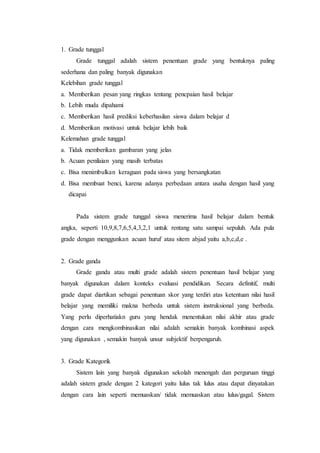 Penentuan nilai dan grade | DOCX