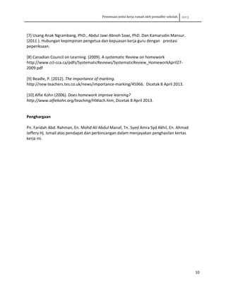 Penentuan polisi kerja rumah oleh pentadbir sekolah | PDF