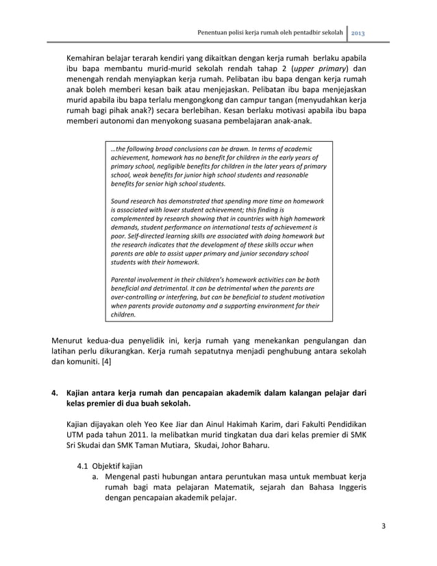 Penentuan polisi kerja rumah oleh pentadbir sekolah | PDF