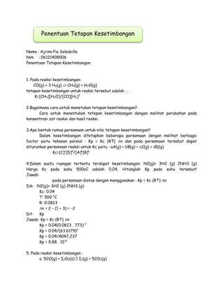 Penentuan tetapan kesetimbangan | DOCX