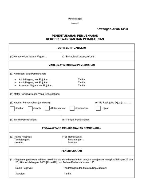 Penentusahan pemusnahan rekod kewangan dan perakaunan | PDF