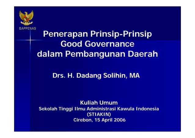 Penerapan Prinsip-Prinsip Good Governance dalam Pembangunan Daerah | PDF