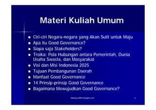 Penerapan Prinsip-Prinsip Good Governance dalam Pembangunan Daerah | PDF