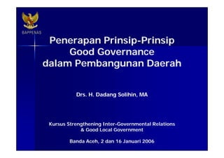 Penerapan Prinsip-Prinsip Good Governance dalam Pembangunan Daerah | PDF