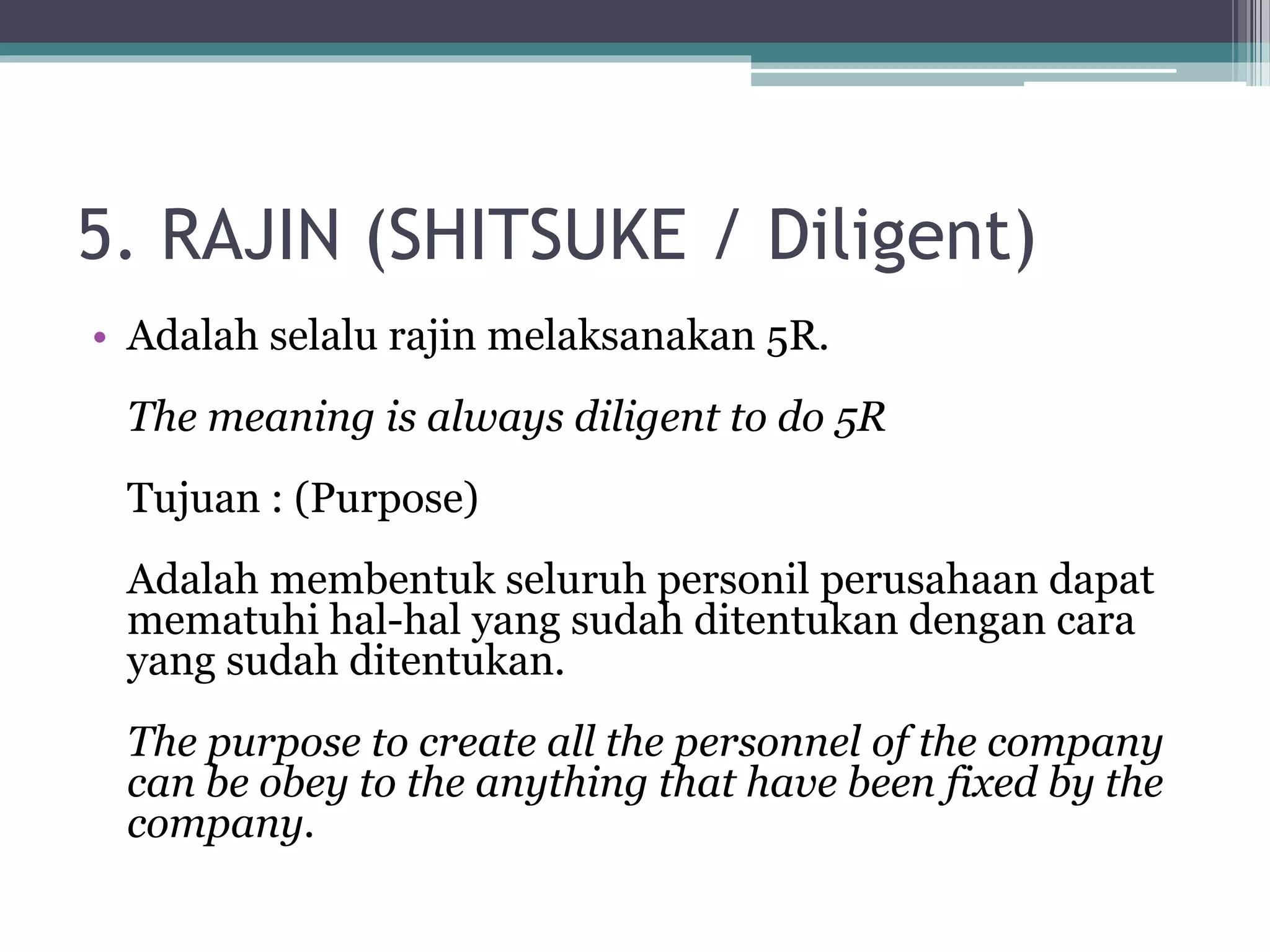 Penerapan 5R ditempat kerja | PPTX