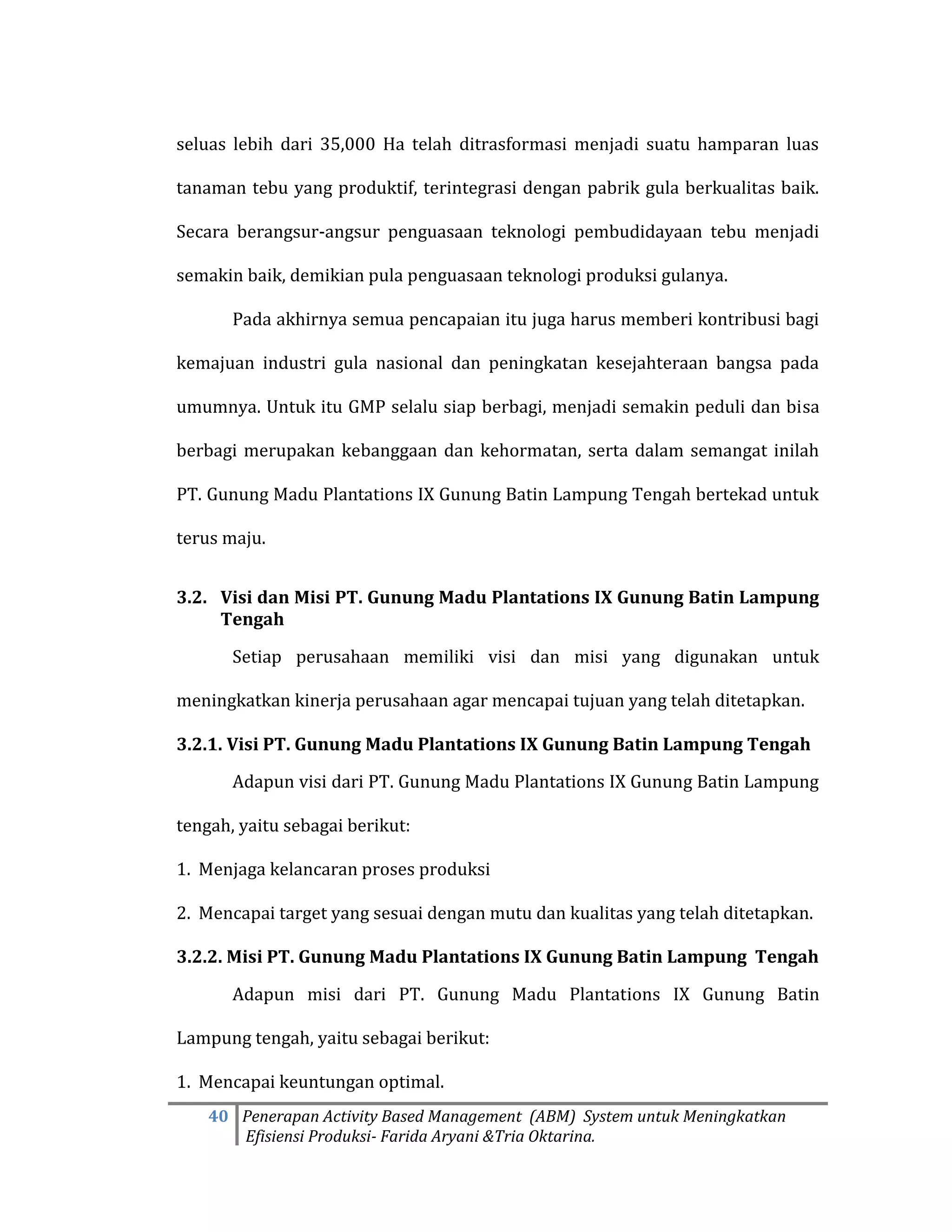 Penerapan activity based management (abm) system untuk meningkatkan ...
