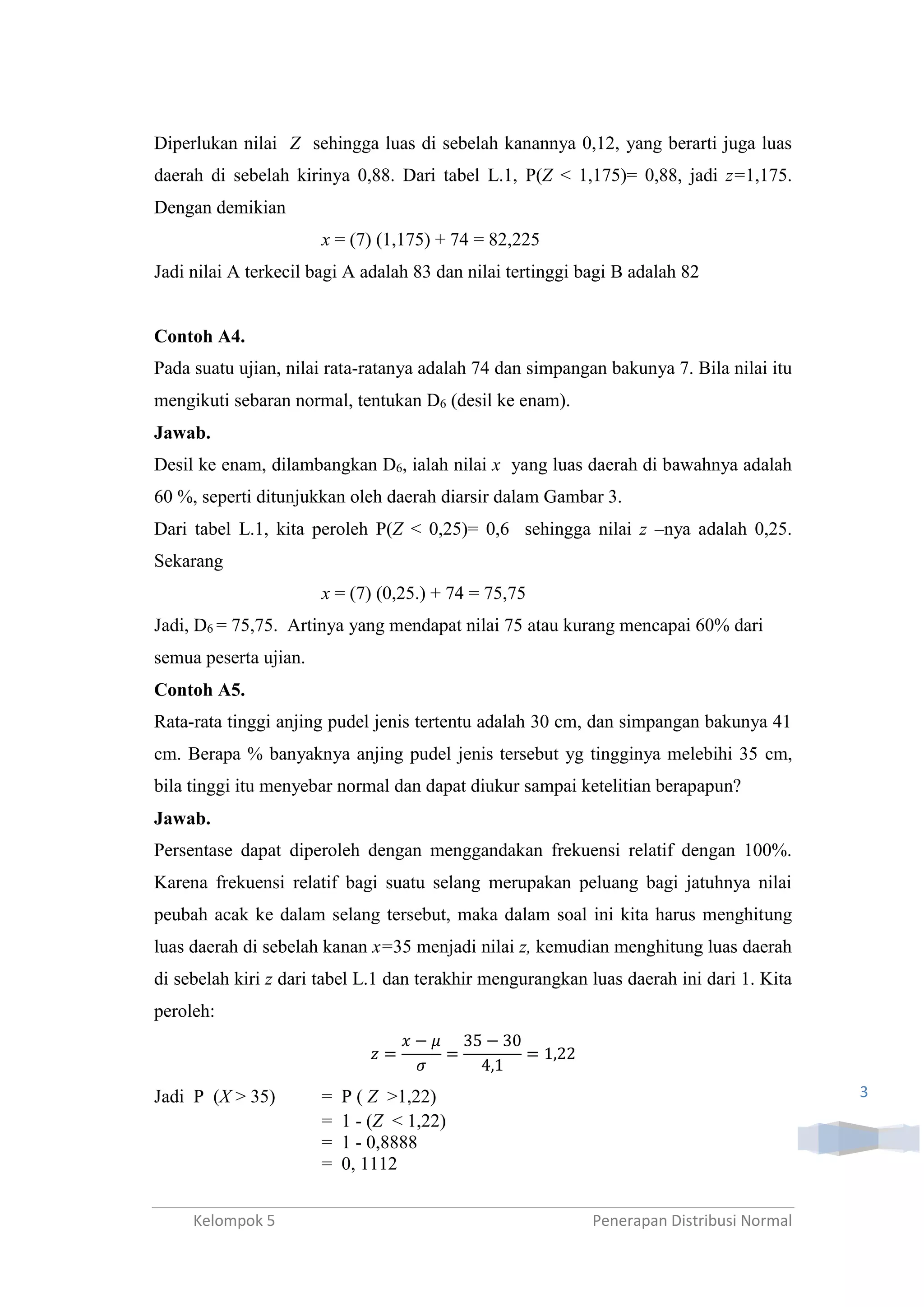 Penerapan distribusi normal | DOCX