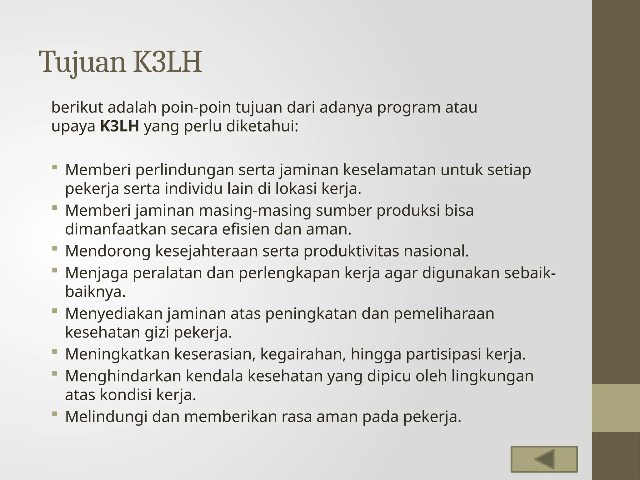 Materi Penerapan K3LH dalam lingkungan kerja | PPTX