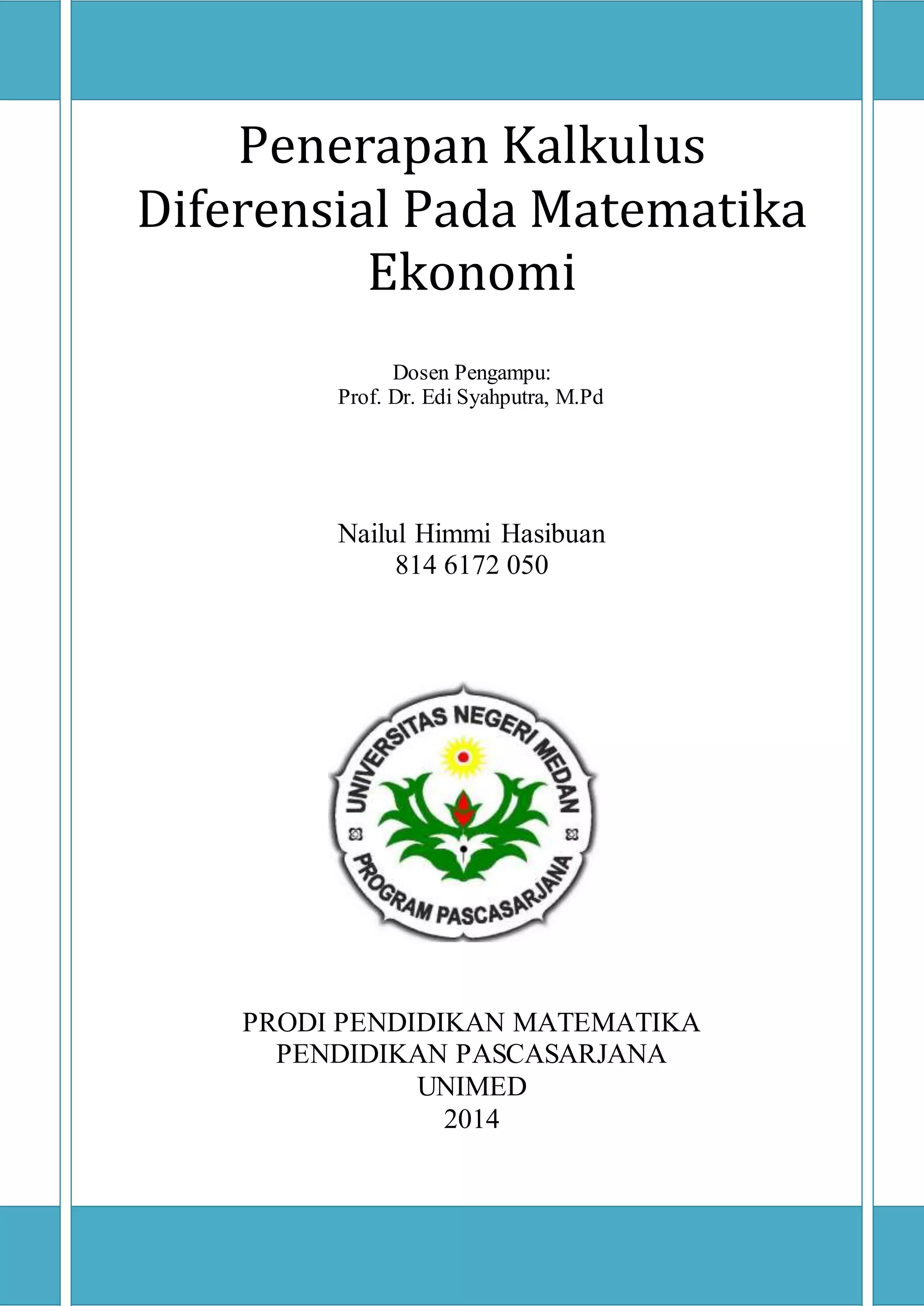 Penerapan kalkulus Diferensial pada Matematika Ekonomi | DOCX
