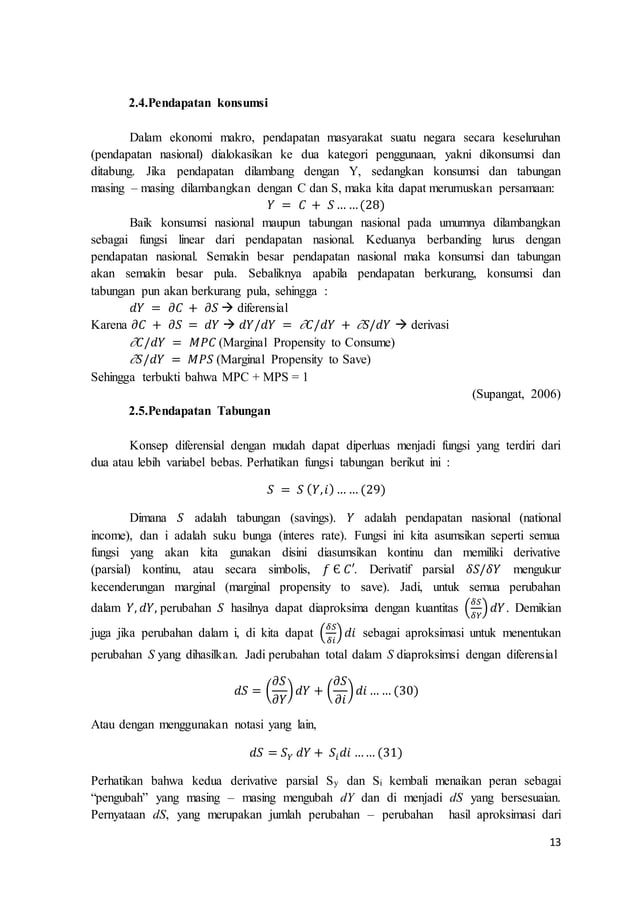 Penerapan kalkulus Diferensial pada Matematika Ekonomi | DOCX