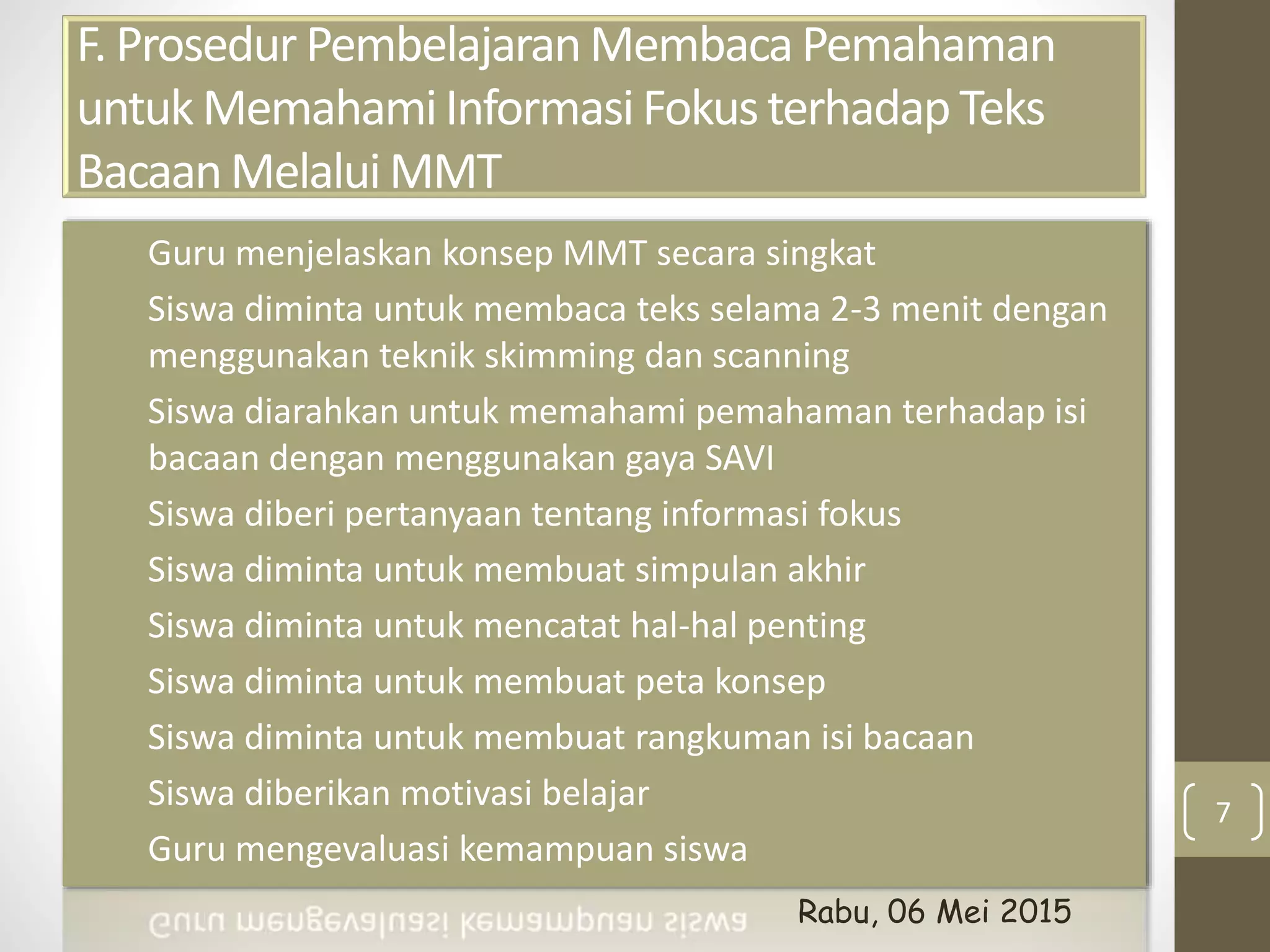 Penerapan model membaca total untuk memahami informasi fokus | PPTX