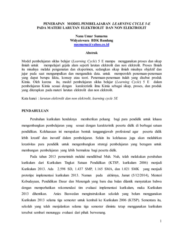 Penerapan model pembelajaran learning cycle 5 | PDF