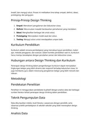 Penerapan Pendekatan Design Thinking dalam Pengembangan Kurikulum untuk Mendorong Inovasi dan ...