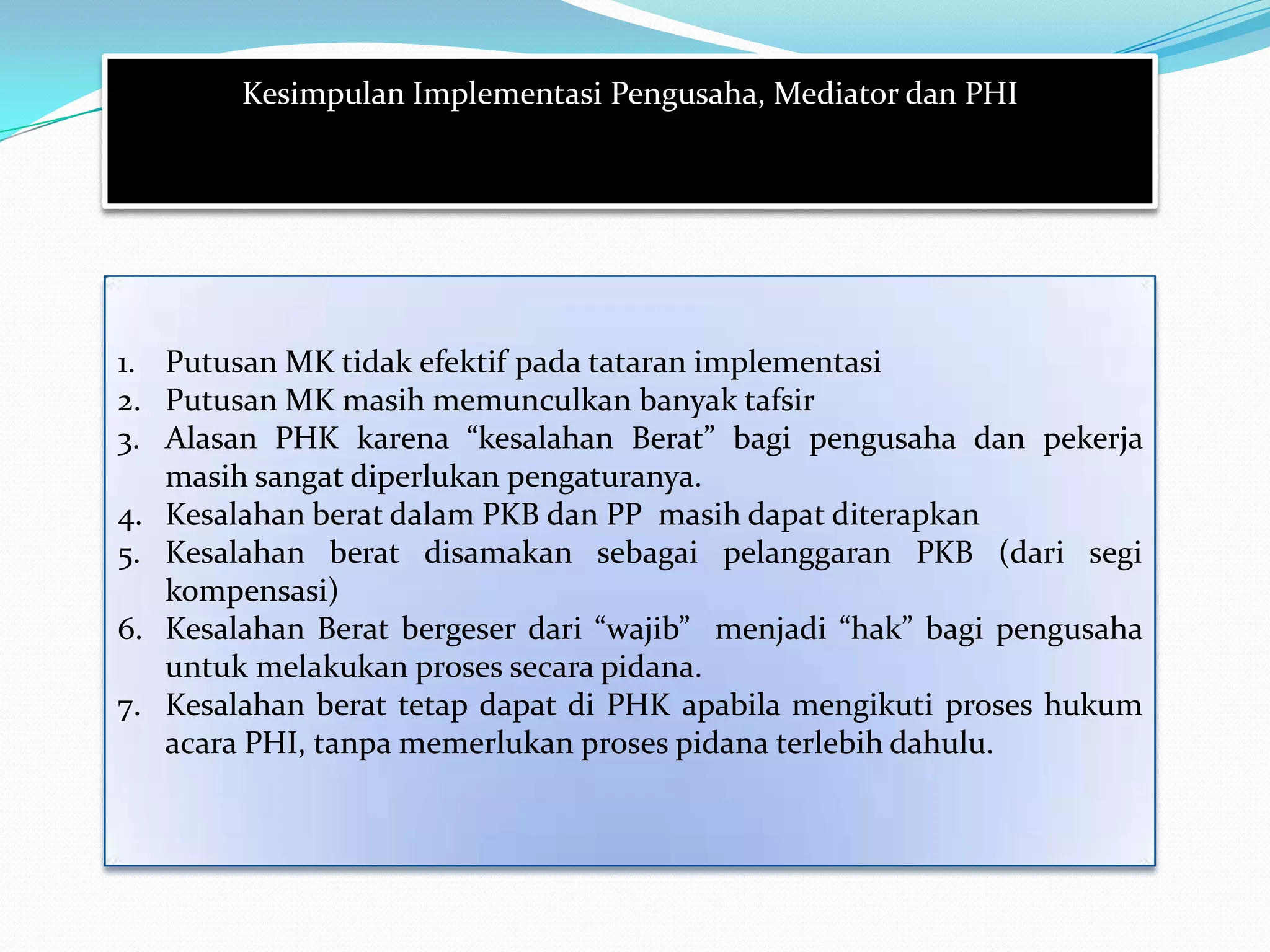 Penerapan phk kesalahan berat | PPTX