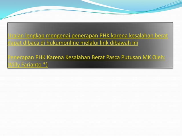Penerapan phk kesalahan berat | PPT