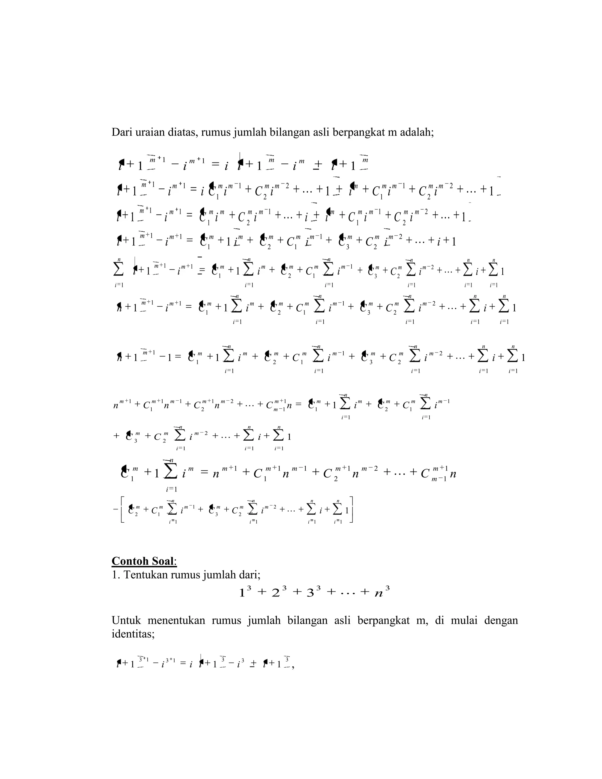 Penerapan sifat kelinearan sigma untuk menentukan rumus jumlah bilangan ...