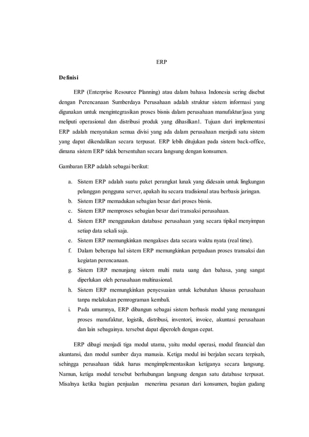 Penerapan teknologi enterprise resources planning di perusahaan indonesia | PDF