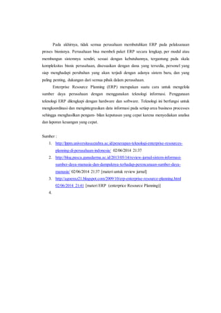 Penerapan teknologi enterprise resources planning di perusahaan indonesia | DOCX