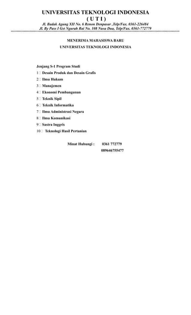 Penerimaan mahasiswa baru | RTF