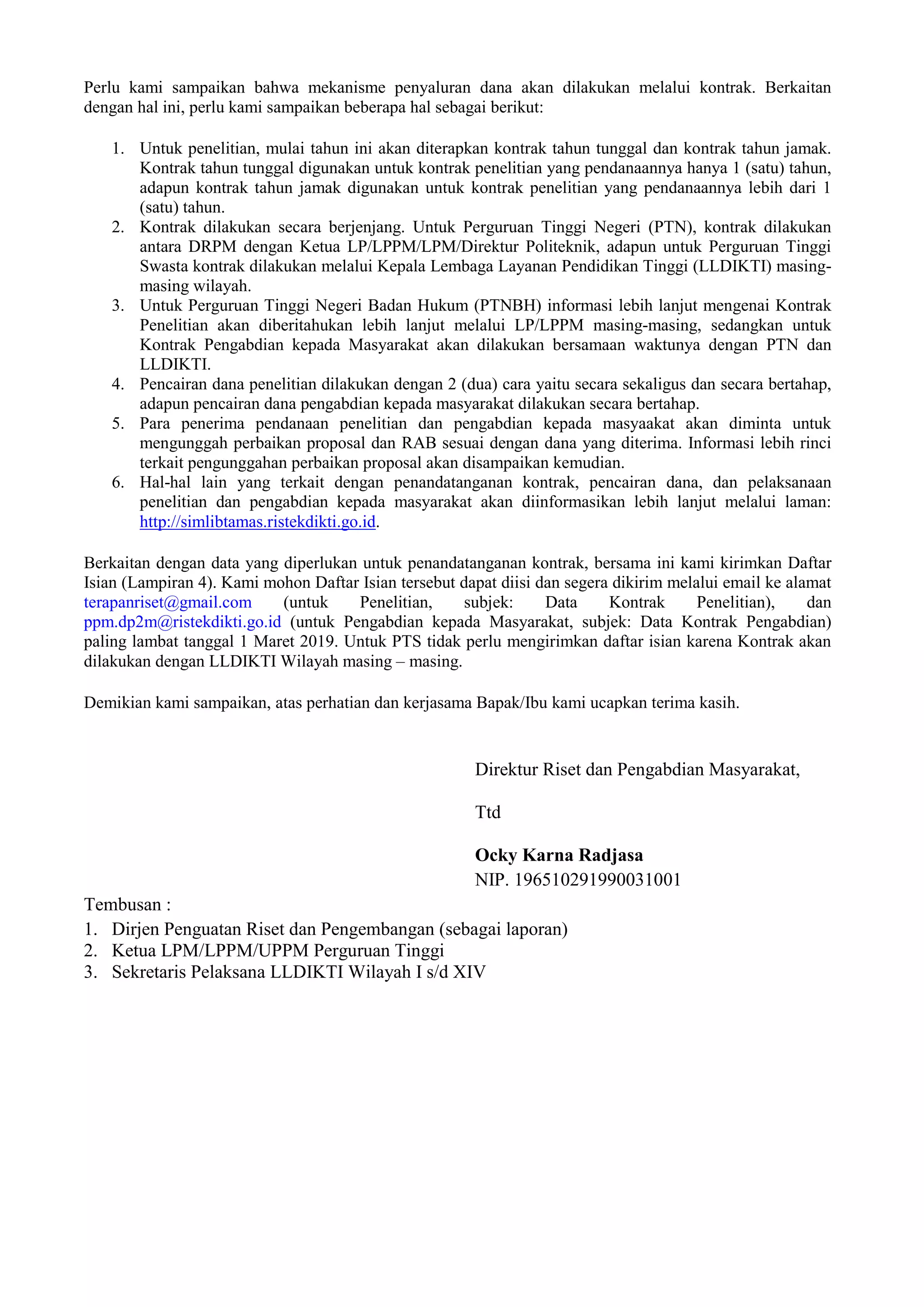 Penerima Pendanaan Penelitian dan Pengabdian kepada Masyarakat di Perguruan Tinggi Tahun 2019 ...