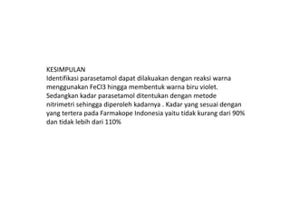 Penetapan kadar [paracetamol] metode spektrofotometri ultraviolet | PPTX